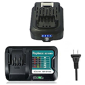 2X BL1021B Battery 12V 2Ah with Charger DC10WD, Replace for 12V Makita Battery BL1021B BL1016 BL1041B 197339-1 197406-2 BL1040 BL1040B BL1015B BL1040 / MP100DZ CG100D JR103DZ DF333DZ TD110D HR140DZ