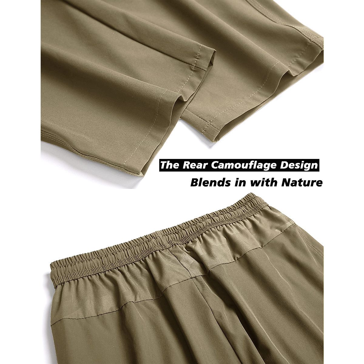 Men's Lightweight Quick Dry Hiking Running Pants Outdoor Sports Breathable Zipper Pockets Athletic Work Pants Khaki L