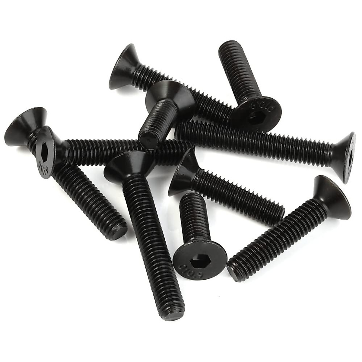 M6-1.0 x 20/25/30/35/40mm Flat Head Socket Cap Screws, Allen Socket Drive, Alloy Steel Grade 10.9, Black Oxide, 50 PCS