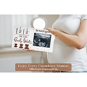 Ultrasound Picture Frame We Can Bearly Wait Baby Shower Decorations Teddy Bear Sonogram Picture Frame with Countdown Weeks, Expecting Parents to Be Unique Gifts Pregnancy Gifts for Gender Reveal Party