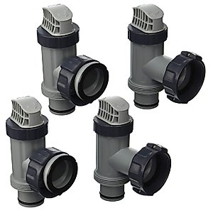 Intex Above Ground Plunger Valves with Gaskets & Nuts Replacement Part (4 Pack)