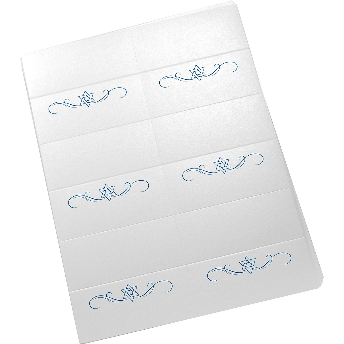 Intertwined Star of David Flourish Jewish Printable Place Cards, Royal Blue (Choose Color), Set of 150 (25 Sheets), Laser & Inkjet Printers - Wedding, Party, Dinner, and Special Events