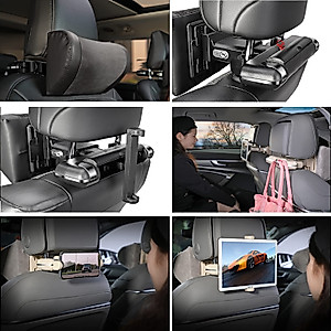 SiegenPro Car Seat Headrest Pillow Adjustable in 4 Directions Car Neck Pillow Memory Foam with Seat Back Hooks and Adjustable Headrest Phone Tablet Car Mount Holder