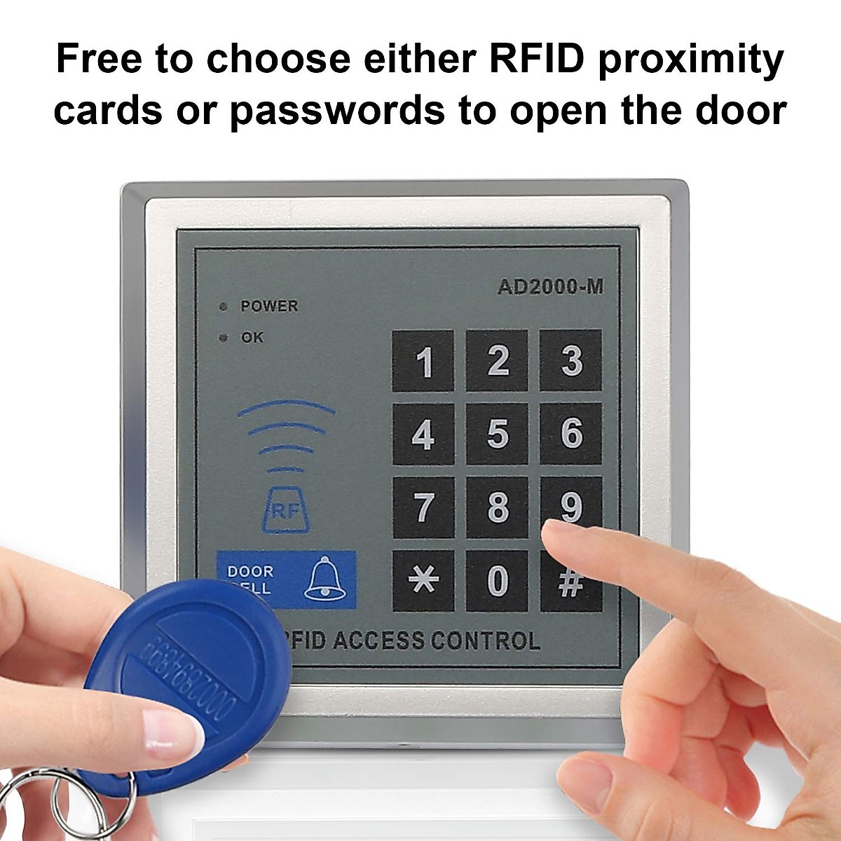 IMAGE Proximity RFID Card Access Control System Kit with 180kg 350LB Electric Magnetic lock 110-240V AC to 12v DC 3A 36w Power Supply Proximity Door Entry Keypad 10 Key Fobs EXIT Button