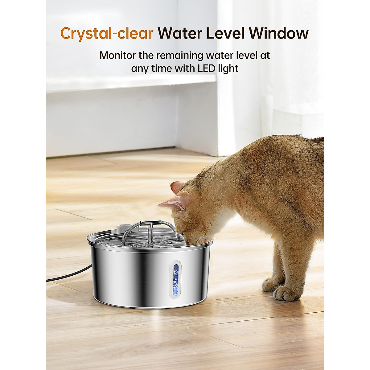Cat Water Fountain Stainless Steel, 3.2L/108Oz Pet Water Fountain for Drinking, Automatic Metal Dog Water Dispenser Bowl with Quiet Pump, Dual-Stream, Filtration for Cats, Dogs, Multiple Pets Indoor