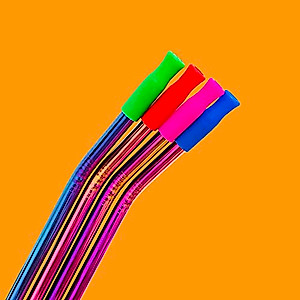 4 Pieces 14 Inch Extra Long Reusable Bent Stainless Steel Metal Straws with Silicone Tip & Cleaning Brush for Simple Modern 32oz Tumbler, Stanley 40oz Cup, TAL 64oz Water Bottle, 75 128oz Water Jug