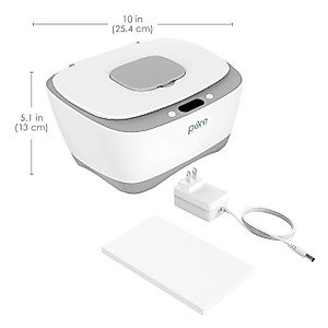 PureBaby™ Wipe Warmer with Digital Display - Easy-Feed Dispenser with 3 Heat Settings, LCD Display, 80 Wipe Capacity, Naturally Steam Heated for Comfort and Safety for Baby