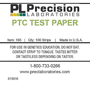 EISCO PTC Test Strips & Control Test Strips Experiment Set, Includes 2 Vials - Test Papers - Genetic Taste Testing