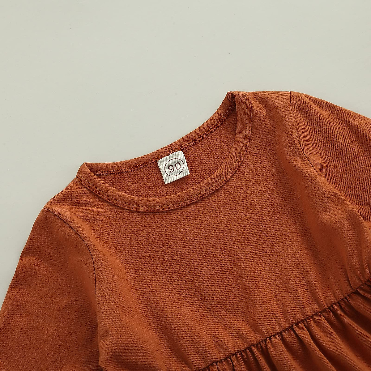 wdehow Toddler Baby Girls 3PCs Outfits Long Pullover Ruffle Dress Shirt+Leopard Flared Pants+Scarf Fall Winter Clothes (Khaki, 4-5T)