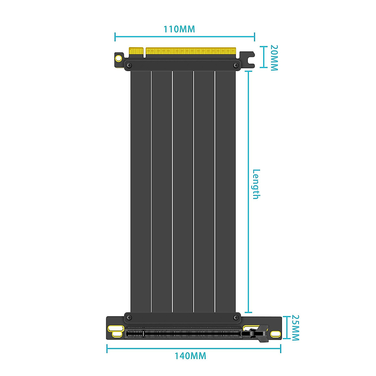GLOTRENDS 200mm PCIe 4.0 X16 GPU Riser Cable, Female 90 Degree Angle, Compatible with Gen 4 GPUs, Such as RTX4090-RTX3060, RX7900, RX6950XT-RX6500XT,etc (PCIE40-X16-200MM-1890D)