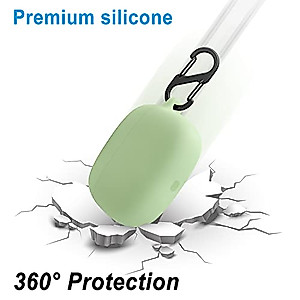 Geiomoo Silicone Case Compatible with JBL Vibe 200TWS, Protective Cover with Carabiner (Luminous Green)