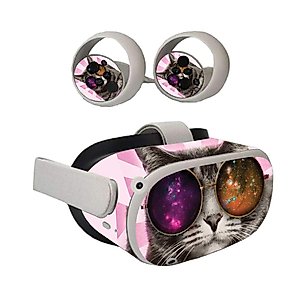 MightySkins Skin Compatible with Oculus Quest 2 - Galaxy Cat | Protective, Durable, and Unique Vinyl Decal wrap Cover | Easy to Apply, Remove, and Change Styles | Made in The USA, OCQU2-Galaxy Cat
