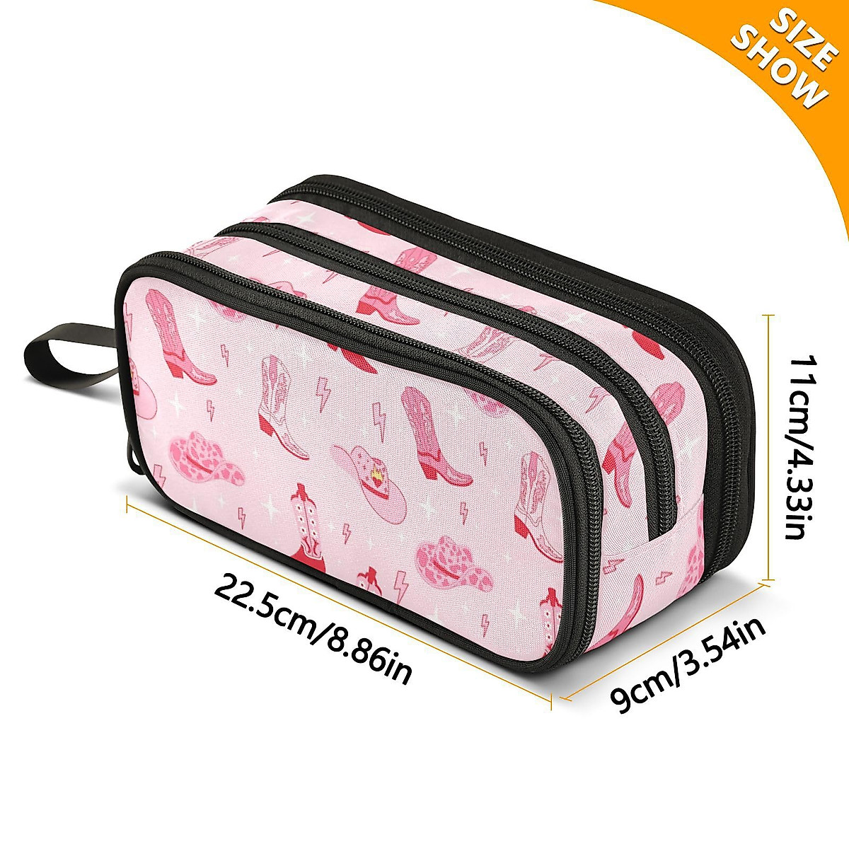 Gredecor Big Capacity Pencil Case for Girls Boys Retro Cowgirl Boots Lightning Kids Pouch Bag Pen Boxes with Zipper Supplies for School Office