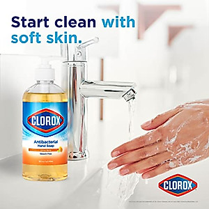 Clorox Antibacterial Liquid Hand Soap Pump - 16 oz Citrus Burst Antibacterial Hand Soap - Liquid Hand Soap Eliminates Germs and Bacteria, Soft on Hands Tough on Dirt