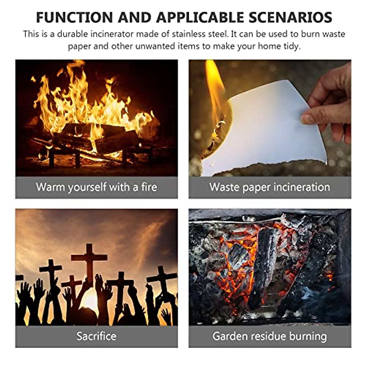 GANAZONO 1 Set Incinerator Burn Barrel with Lid Ancestor Money Burning Pot Sacrificial Ash Bucket Burning Leaves Bin for Home Outdoor Garden Patio Yard