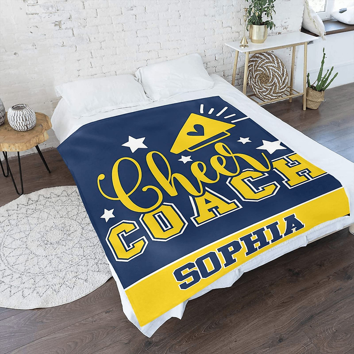 XOZOTY Cute Cheer Coach Personalized Blanket Nursery Swaddling Blankets for Gilrs Boys Kids Newborns Baby Shower Pet Gift 30 x 40 Inch