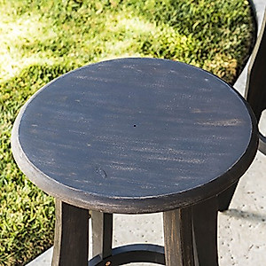 Christopher Knight Home Pike Outdoor Acacia Wood Barstools, 2-Pcs Set, Dark Grey Finish