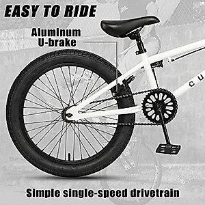 cubsala 18 Inch Kids BMX Bicycle Freestyle Bike for 5 6 7 8 Years Old Boys Girls and Youth Beginners, White