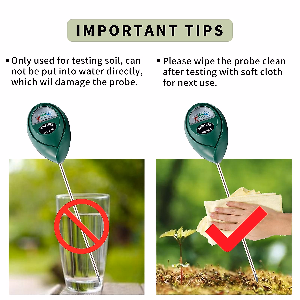 Hathdia Soil Moisture Meter, Plant Water Meter Soil Meter Moisture Sensor Hygrometer for Indoor Outdoor Plant Care,No Battery Needed(Green)