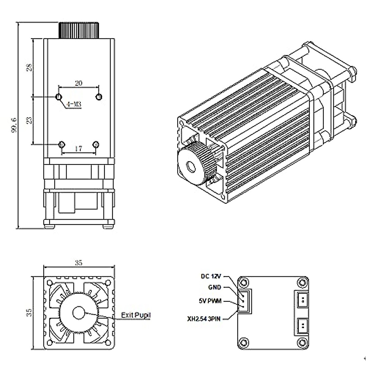 LASER TREE Laser Engraver Module, 20W Laser Engraving Cutting Module CNC, 4W Optical Output Power, Adjustable Focal, 450nm Laser Head for Laser Engraver Cutter Machine DIY Engrave Wood Paper Leather