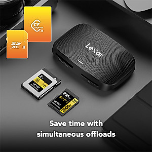 Lexar Professional CFexpress Type B / SD USB 3.2 Gen 2 Reader, Transfer Speeds Up To 10Gbps, Designed for CFexpress Type B and SD Cards (LRW520U-RNBNG)