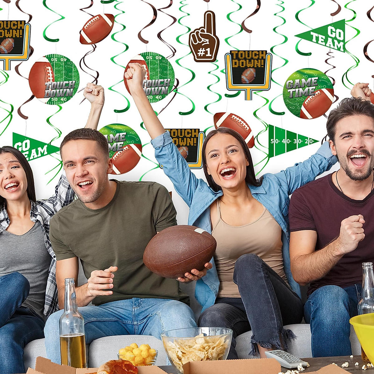 30 Pieces Football Party Decorations Football Hanging Swirl for Football Birthday Party Football Gameday Tailgate Party Supplies