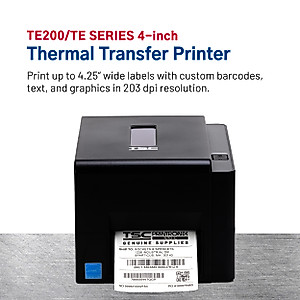 TSC - B01MUHDV6B TE200 Desktop Direct Thermal Barcode Printer - 4.25", 203 dpi
