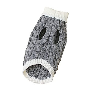 Kayto Dog Sweater, Puppy Winter Clothes Boys Girls, Pet Knitted Coats, Lookslike Handmade. (X-Large, Grey with Little White)