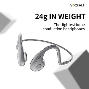 VOCALSKULL Bone Conduction Wireless Bluetooth Headphones Open Ear Sport Headphones with Built-in Mic Sweat Resistant Headset Deep Base Sound for Running Cycling Climbing Driving
