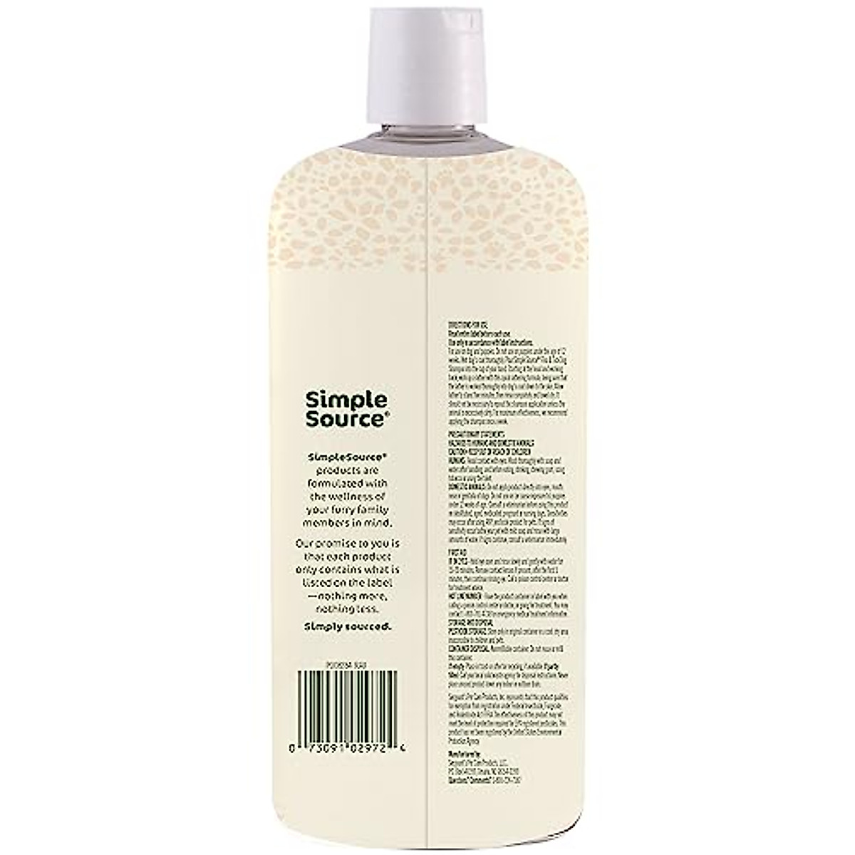 SimpleSource® Flea & Tick Shampoo for Dogs, Powered by Plants, Kills Fleas, Flea Eggs, Flea Larvae, & Ticks, & Mosquitos, Cleans & Deodorizes, 12oz Bottle