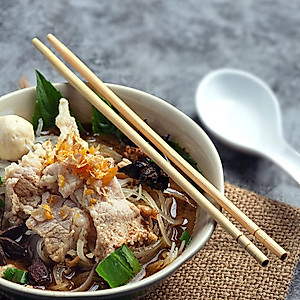 FEXTA Bamboo Round Separated Chopsticks - (100 Pairs) No Splinter Kraft Individually Wrapped Premium Disposable Wooden Chopsticks For Sushi Asian Dishes Food