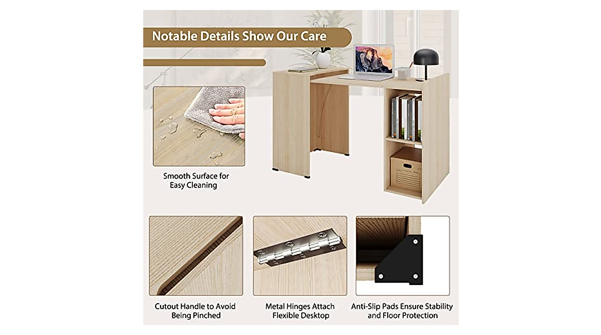 Tangkula Extendable Computer Desk for Small Spaces