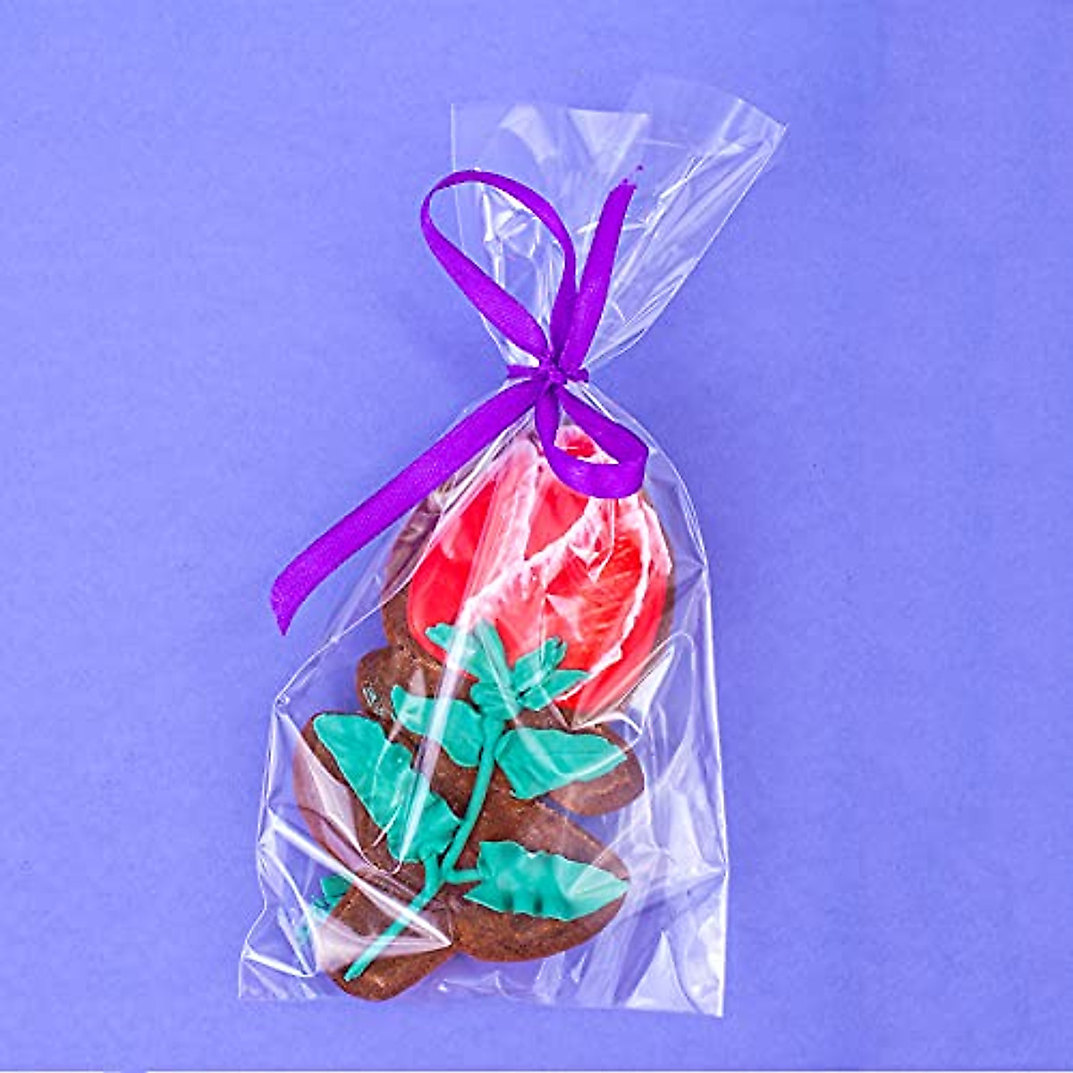 Yotelab Cellophane Treat Bags, 5x11 Inches Clear Cellophane Bags With Twist Ties 100 Pcs