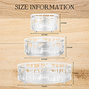 Sumind 3 Pcs Ramadan Serving Trays Eid Mubarak Round Metal Food Trays Crazy Night Islam Eid Mubarak Plates Food Storage Containers for Eid Islamic Muslim Activity Party Favor, White
