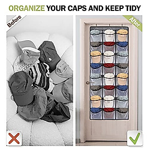 RELBRO 30 Pack Black S Hooks and Hat Rack for Baseball Caps