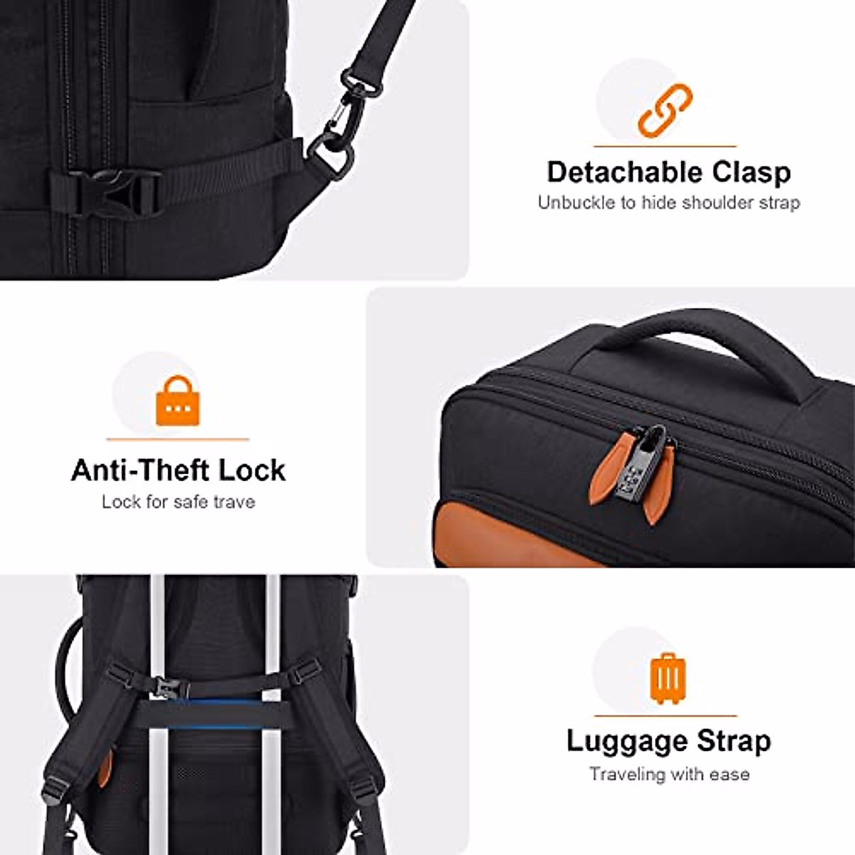 Bagsure Travel Backpack, 42L Carry on Backpack, Flight Approved Expandable Travel Backpack for Men&Women, Carry on Backpack, Luggage Daypack with Packing Cubes and Shoe Pocket, Large Travel Bags