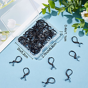 Beebeecraft 1 Box 50Pcs Pendant Clasp Earring Hooks Stainless Steel Leverback Earring Findings Black Earring Supplies for Jewelry Making