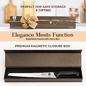 ABIOTO Serrated Bread Knife for Homemade Bread - Perfect 11-Inch Sourdough Bread Knife Made of High Carbon Stainless Steel X30 Cr13 with One-Sided Sharp Serrations and Ergonomic Handle