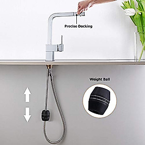 JiuZhuo Modern Single Handle Square Kitchen Sink Faucet with Pull Down Sprayer in Chrome