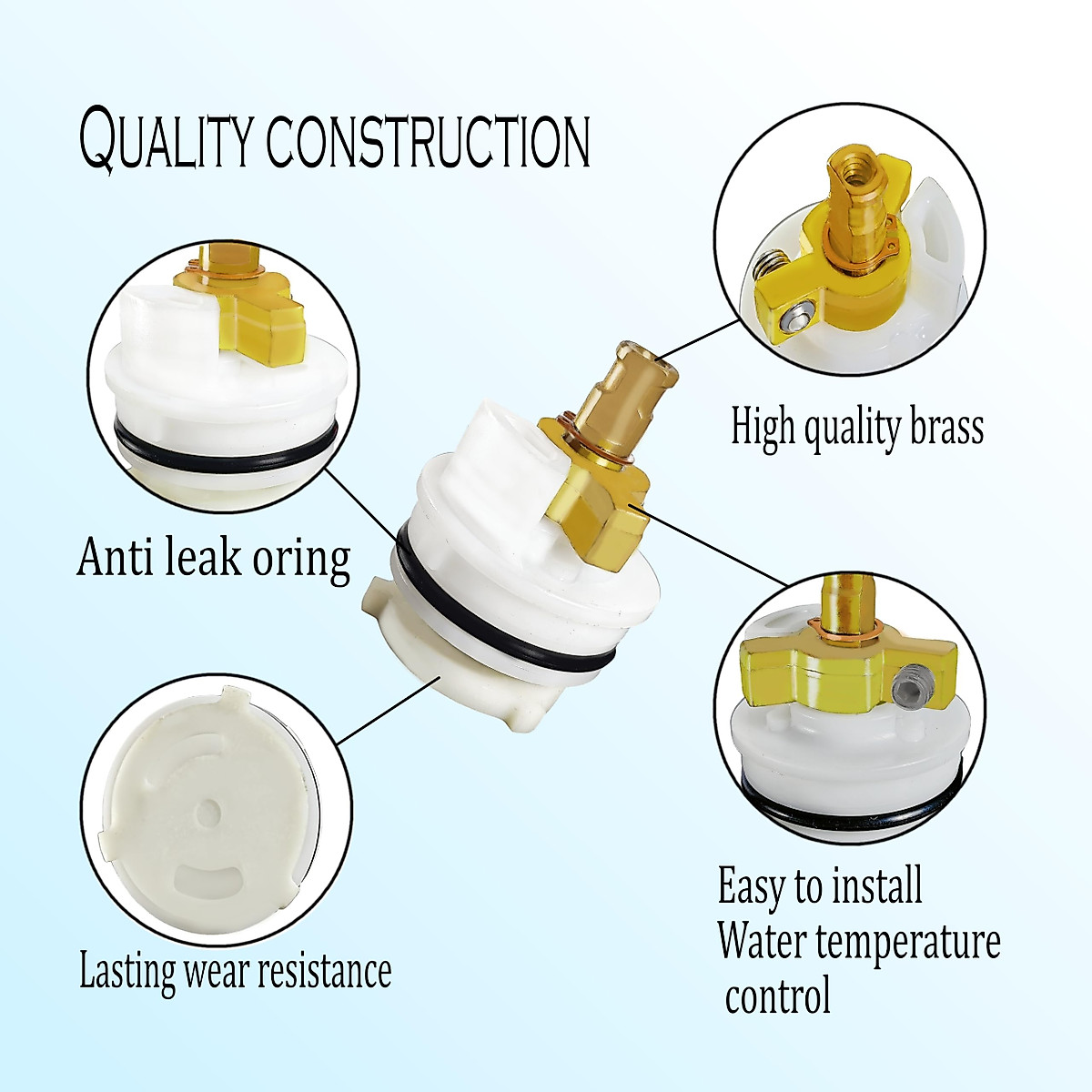ALITZ Replacement Faucet Cartridge for Genuine Delta OEM RP1991 / Use for Delta 1600 Series tub and Shower faucets Included RP4993 Pair of Seats and Springs