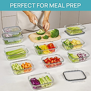 Vtopmart 10Pack (35oz+22oz) Glass Food Storage Containers with Lids, Meal Prep Containers, Airtight Lunch Bento Boxes with Snap Locking Lids, for Microwave, Oven, Freezer and Dishwasher