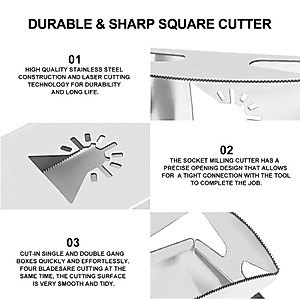 2PCS Slot Cutter, Square Rectangle Stainless Steel Milling Cutter Carving One Step in Place Slot Cutter for Oscillating Multi-Tools for Drywall, Plastic Metal, Wood