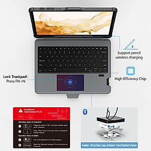 Nillkin Galaxy Tab S8 Plus Keyboard Case with Stand, for Samsung Galaxy Tab S7 Fe S7 Plus S7+ with Detachable Keyboard with Trackpad, Pencil Holder Tab S8+ 5G Tablet Keyboard case12.4 inch
