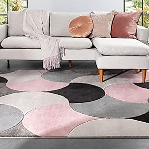 Well Woven Good Vibes Helena Blush Pink Modern Geometric Shapes 7 ft 10 in x 10 ft 6 in Texture Area Rug