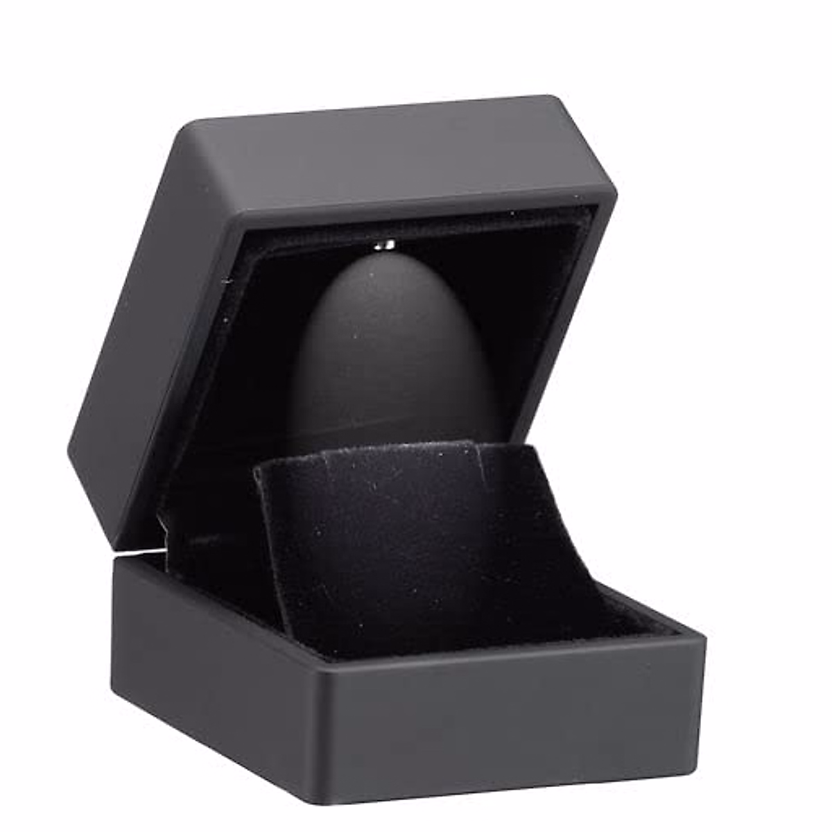 Allure - Luxury Earring Box With LED Light, Square Shaped Elegant Diamond Earring Case, For Unique Proposal, Engagement Or Wedding, Small, Black Velvet Interior Jewelry Display Gift Box.