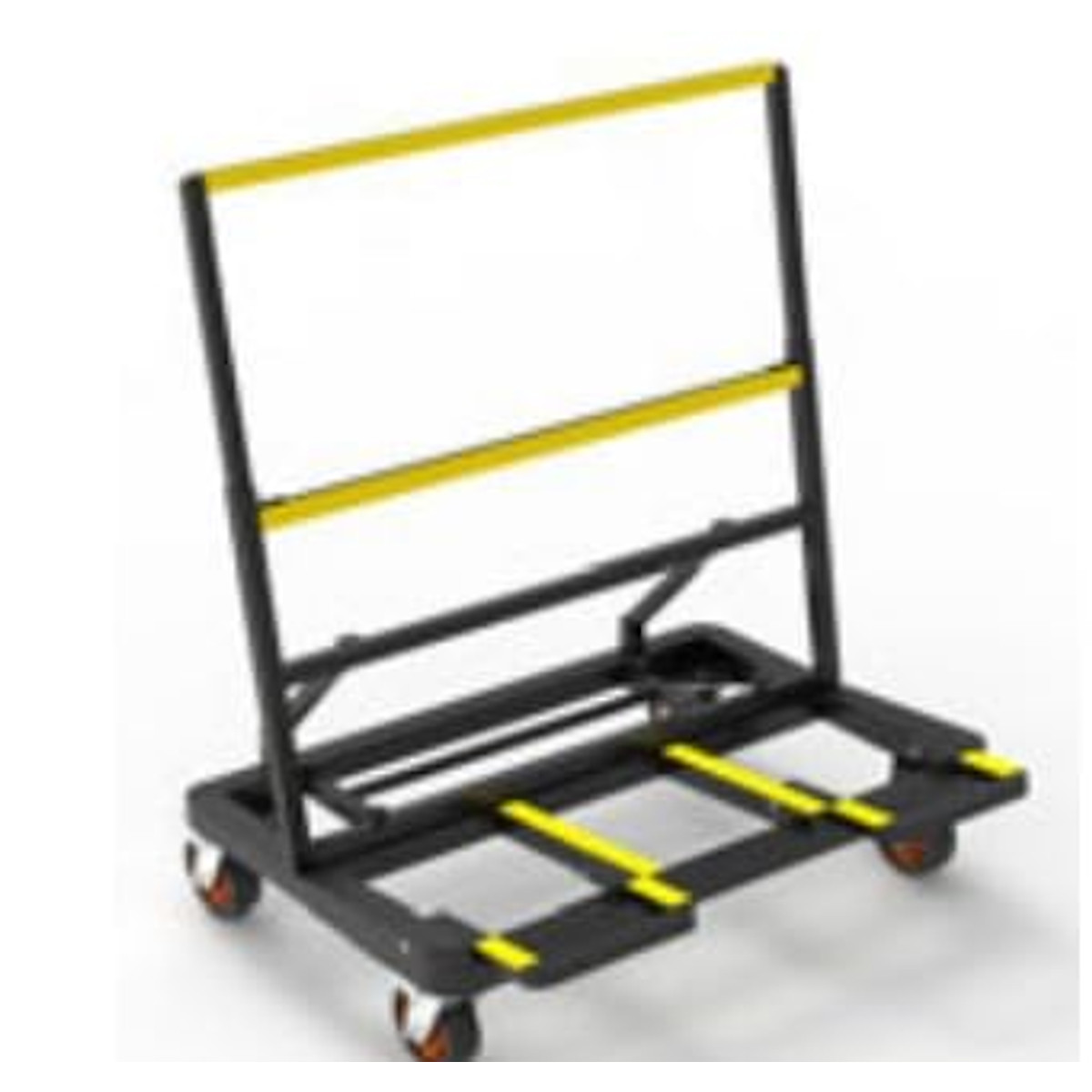 Heavy Duty Drywall Cart 3000 Lbs Capacity Folding Panel Dolly Handling Wall Panel, Sheetrock, Lumber, Glass, 4 Swivel Wheels and Expandable Rubber Pad Bracket - Black 2MM Thickness Plate