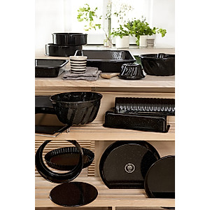 Riess, 0600-022, Gourmet pan 20, Classic - SCHWARZEMAILLE, Diameter 20 cm, Height 5.2 cm, Enamel, Black, Induction