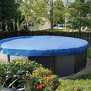 SunnyRoyal Pool Cover for Above Ground Pools,16ft Round Winter Pool Cover for 12ft Swimming Pools,Pool Safety Cover UV-Resistant(16', Blue)