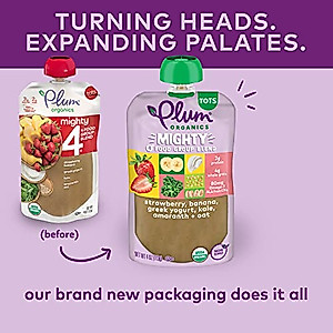 Plum Organics Mighty 4 Organic Toddler Food - Strawberry, Banana, Greek Yogurt, Kale, Amaranth, and Oat - 4 oz Pouch - Organic Fruit and Vegetable Toddler Food Pouch