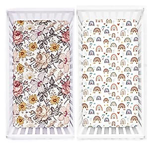 Floral Rainbow Crib Sheet Set